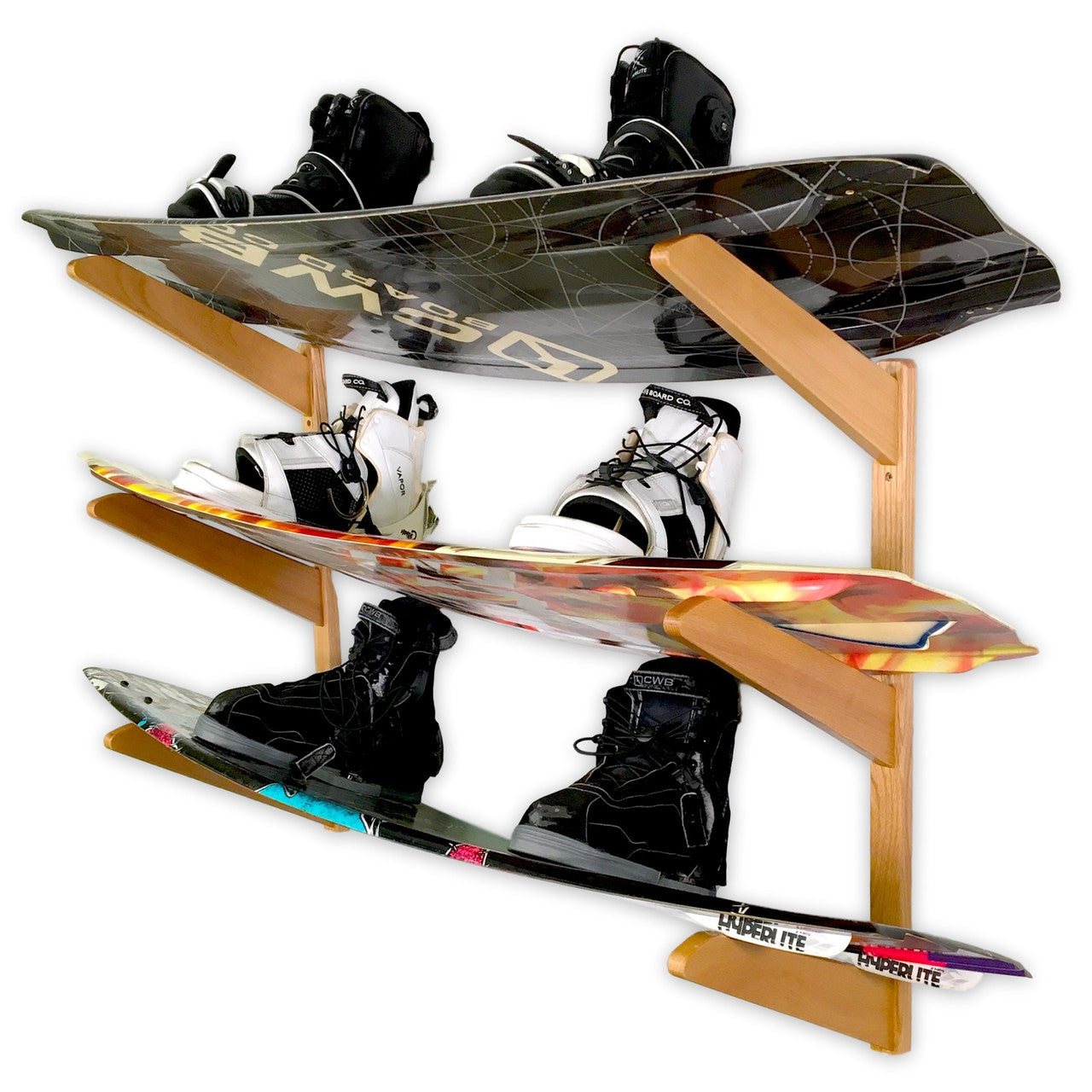 TidyTimber Wakeboard Storage Wood Rack | Holds 3 Wakeboards ...